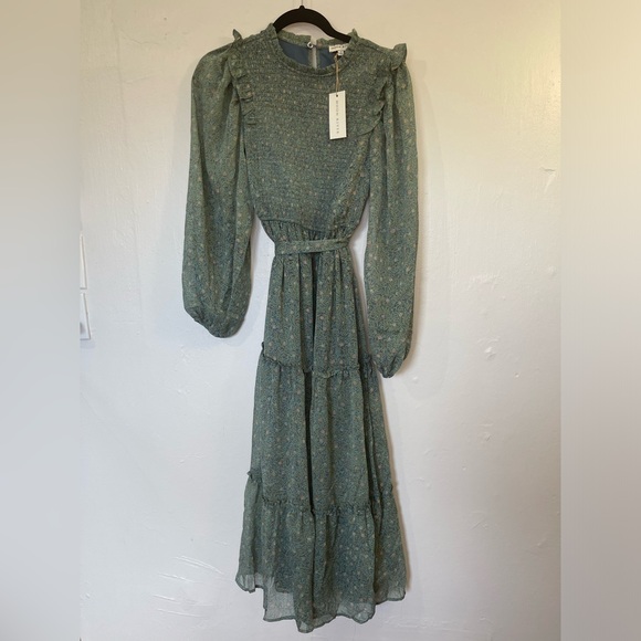 Moon River | Dresses | Nwt Moon River Green Floral Cottagecore Tiered ...